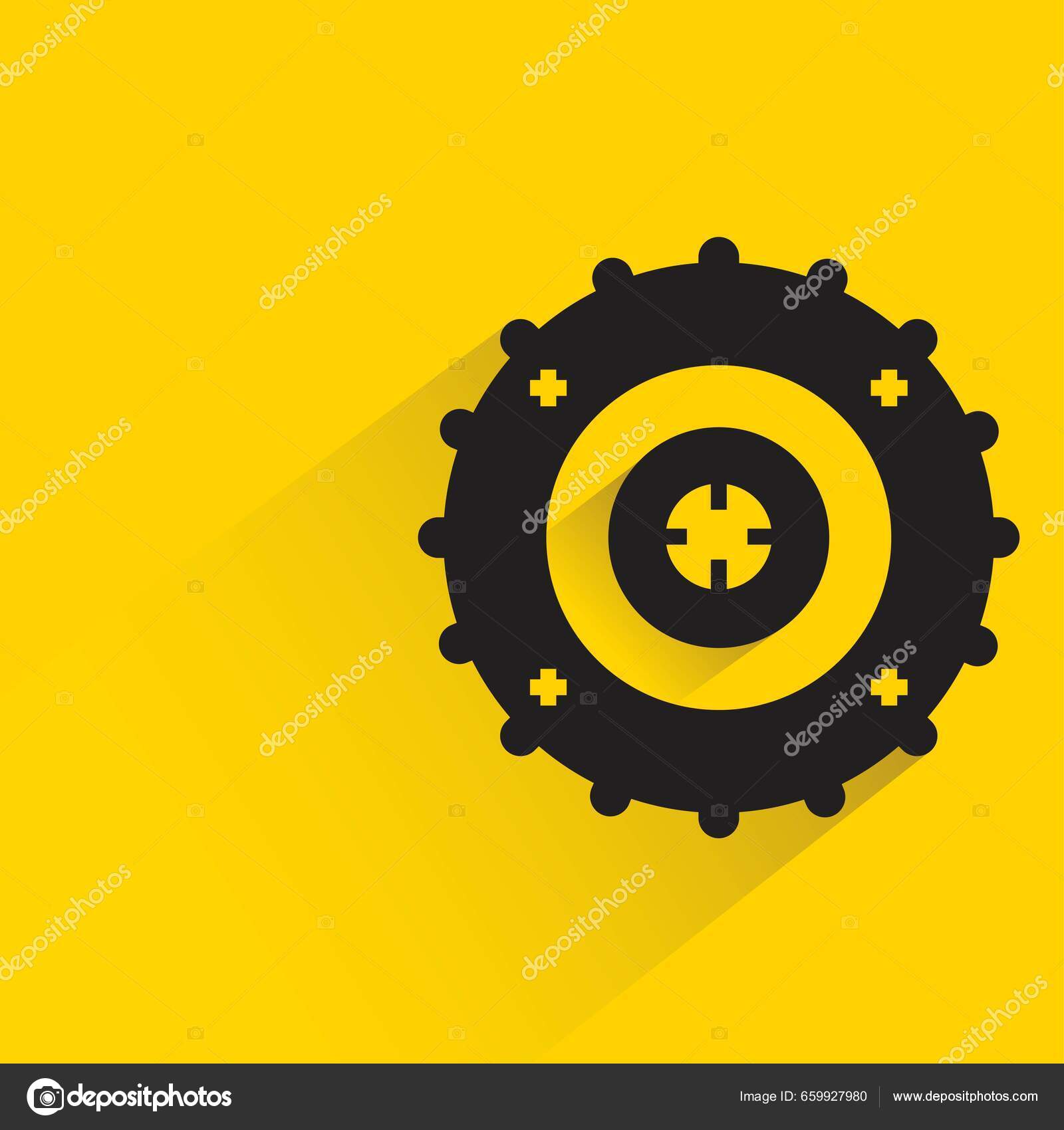 Gear Shadow Yellow Background Stock Vector by ©loopang 659927980