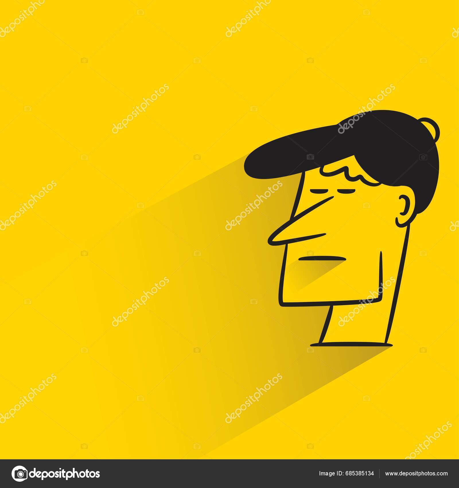 Male Face Avatar Shadow Yellow Background Stock Vector by ©loopang ...