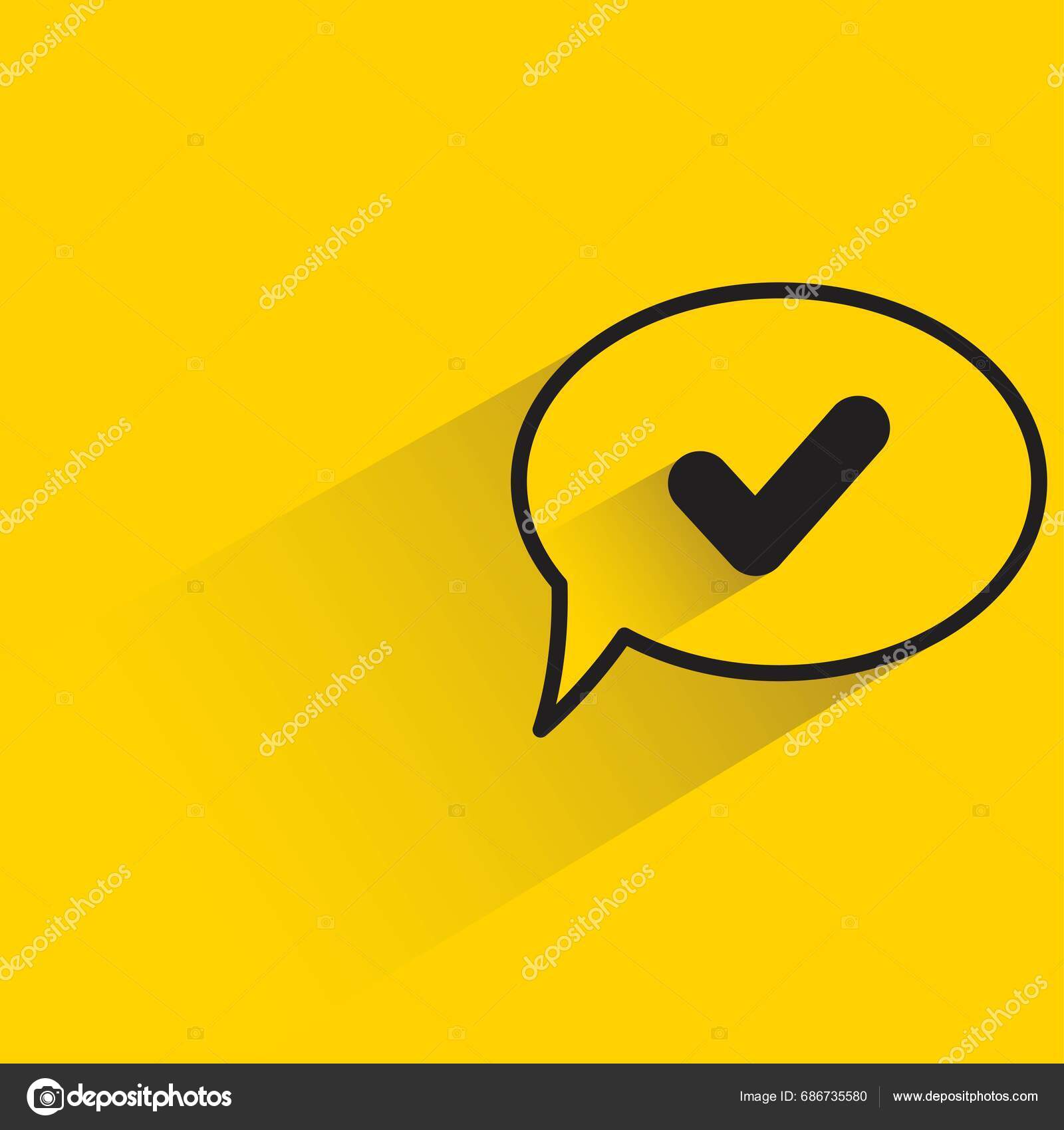 Check Mark Message Shadow Yellow Background Stock Vector by ©loopang ... Check Mark Message Shadow Yellow Background Stock Vector by ©loopang ...