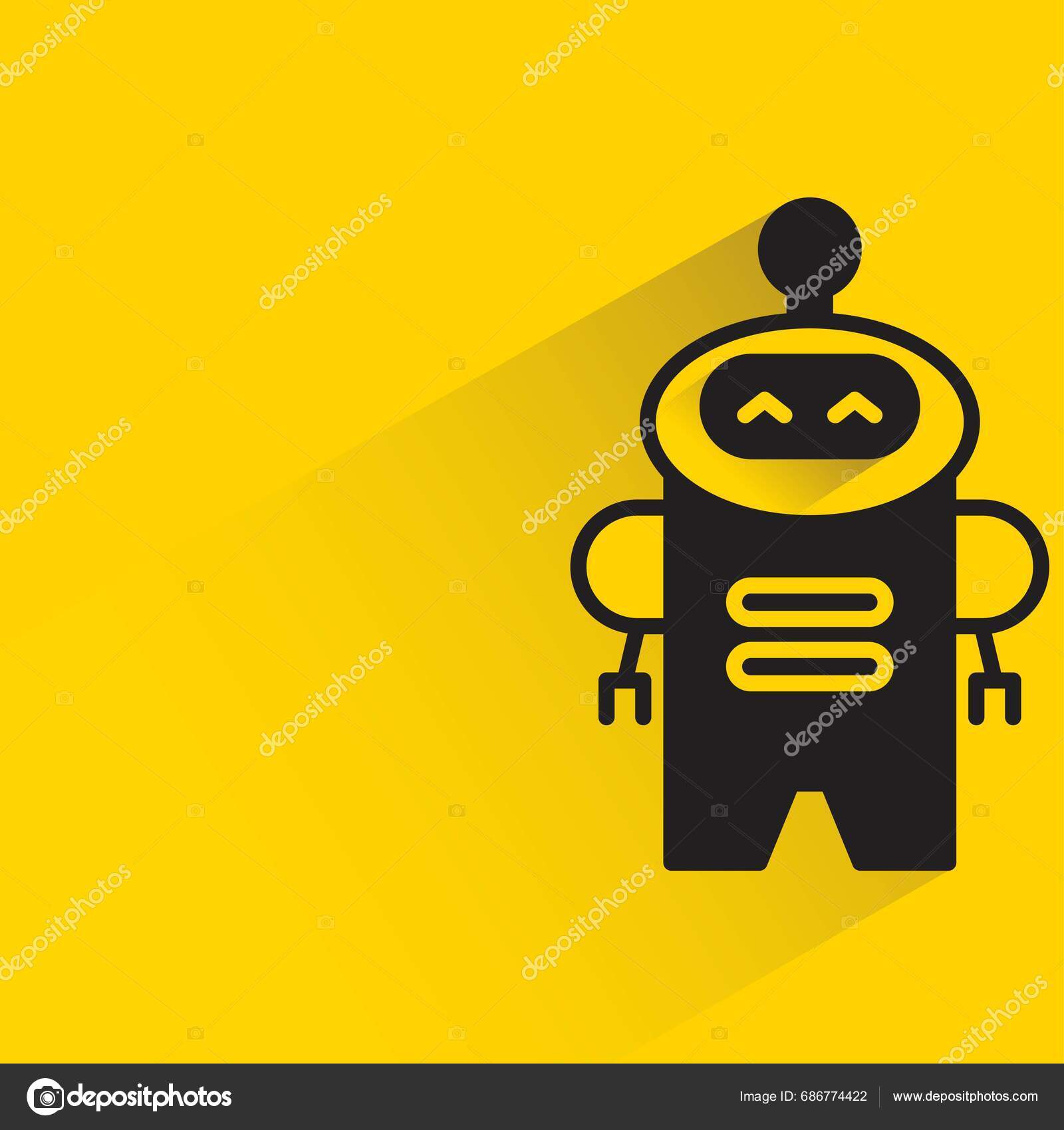 Cute Robot Shadow Yellow Background Stock Vector by ©loopang 686774422