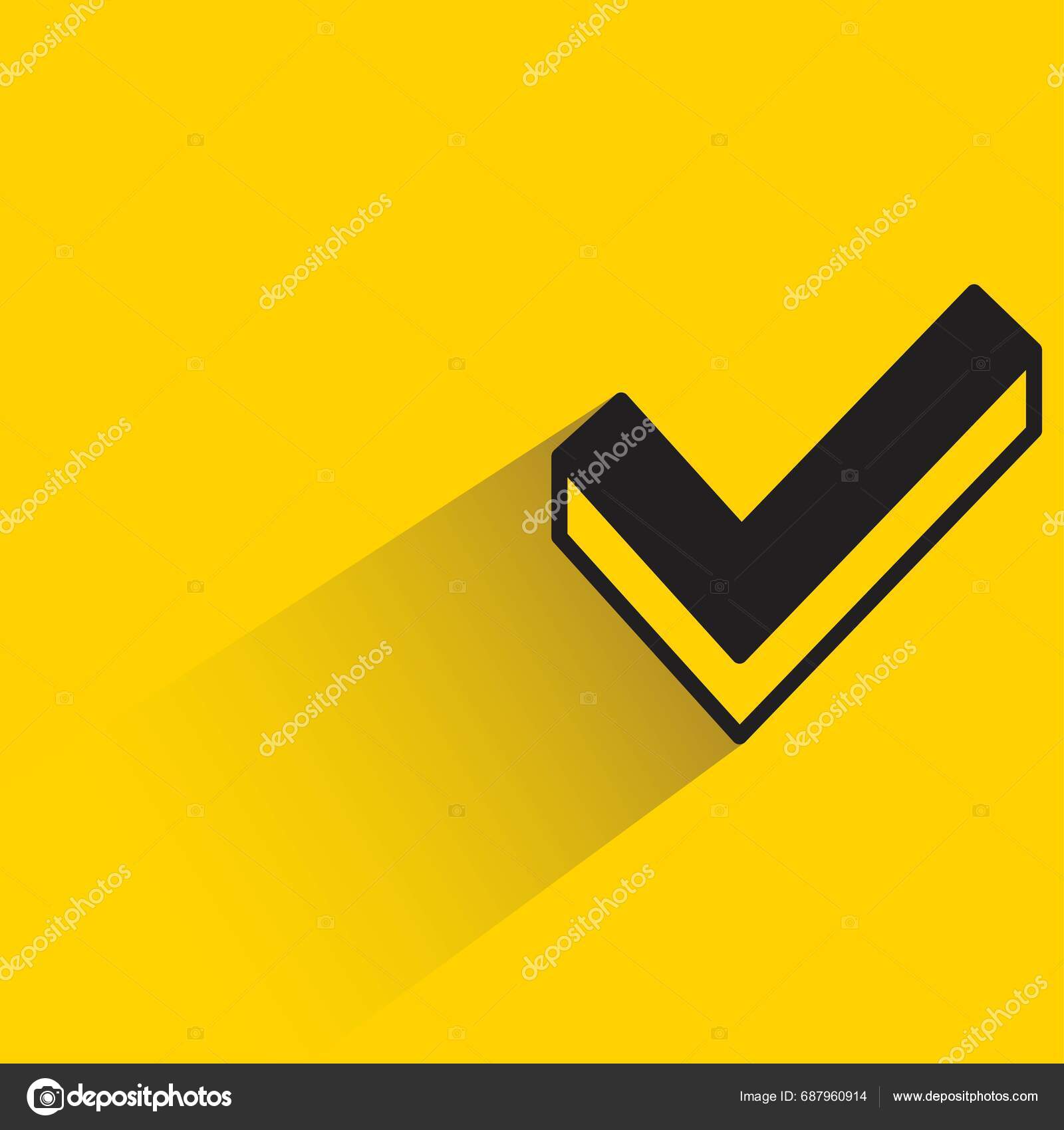 Check Mark Shadow Yellow Background Stock Vector by ©loopang 687960914
