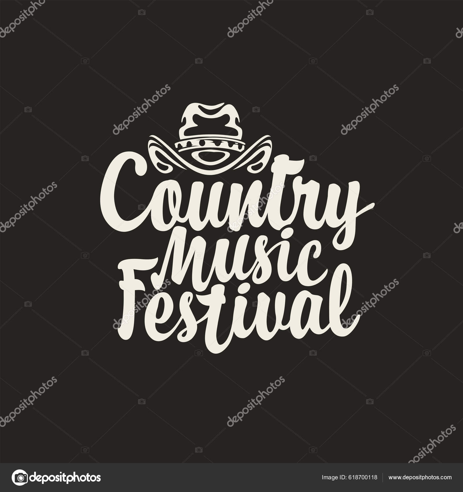 Vector Poster Logo Country Music Festival Cowboy Hat Retro Style Stock ...