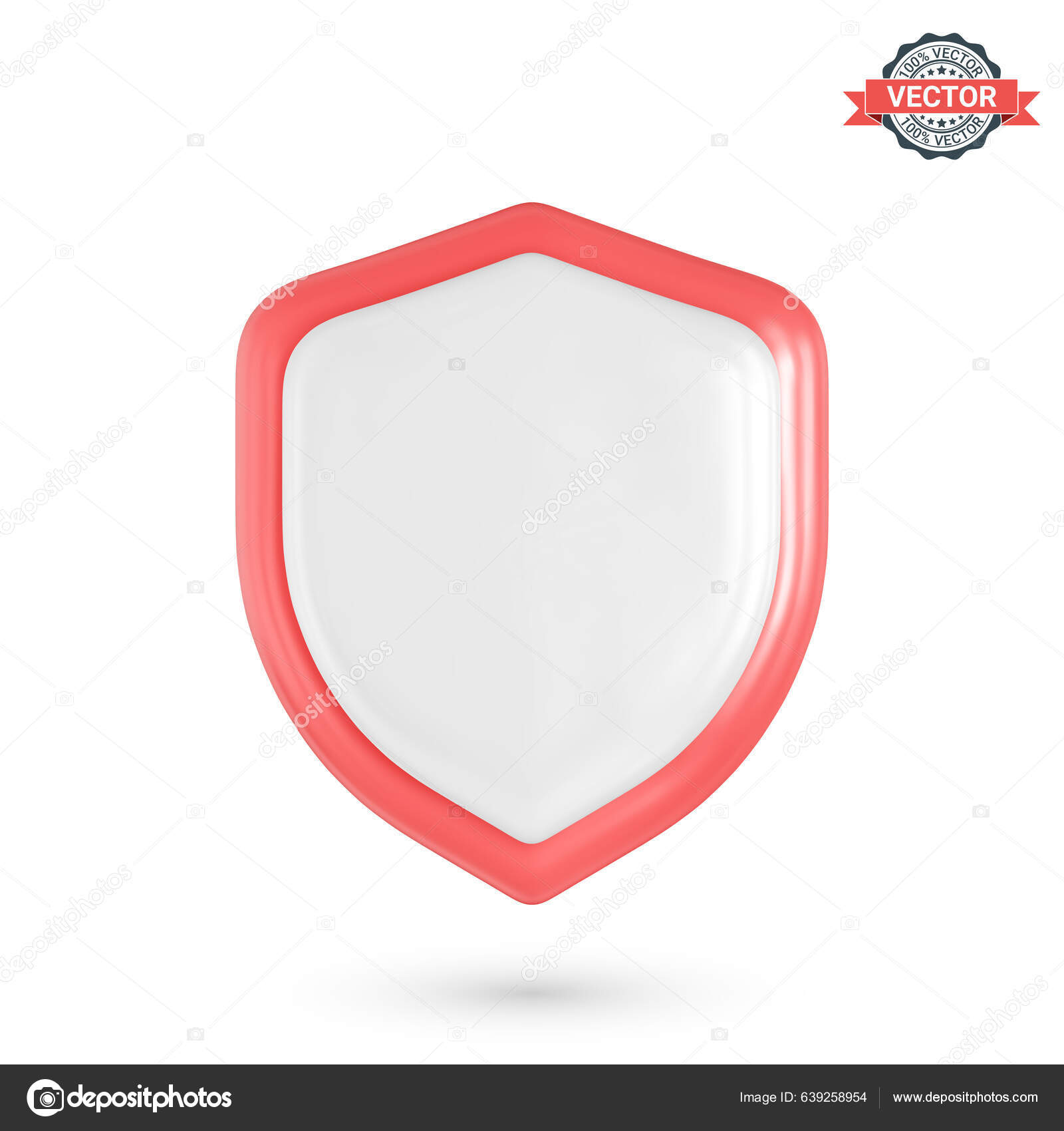 Red Security Shield Icon Realistic Vector Illustration Cartoon Style ...