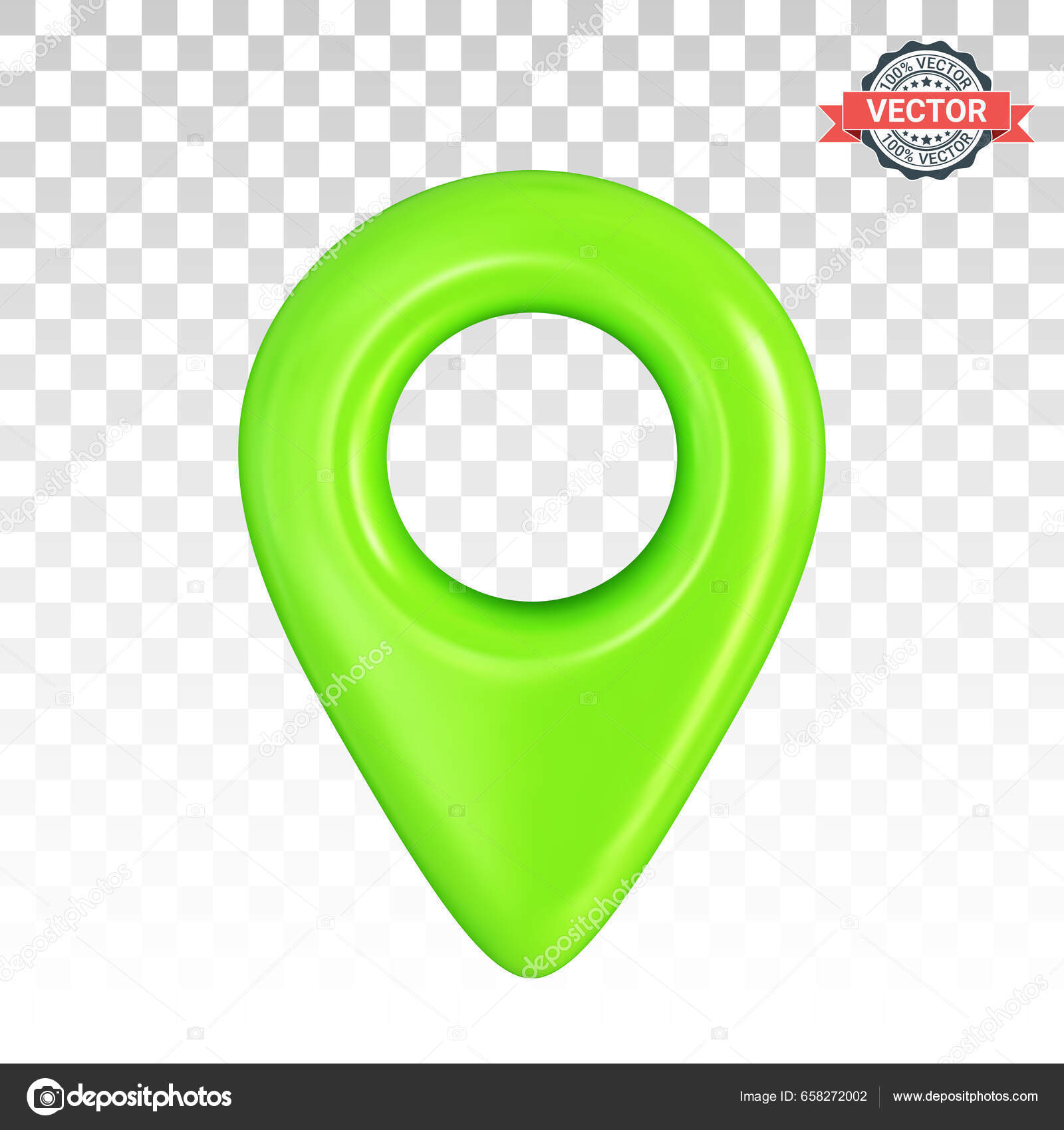 Indicatore Mappa Verde Icona Della Posizione Gps Vista Frontale Grafica ...