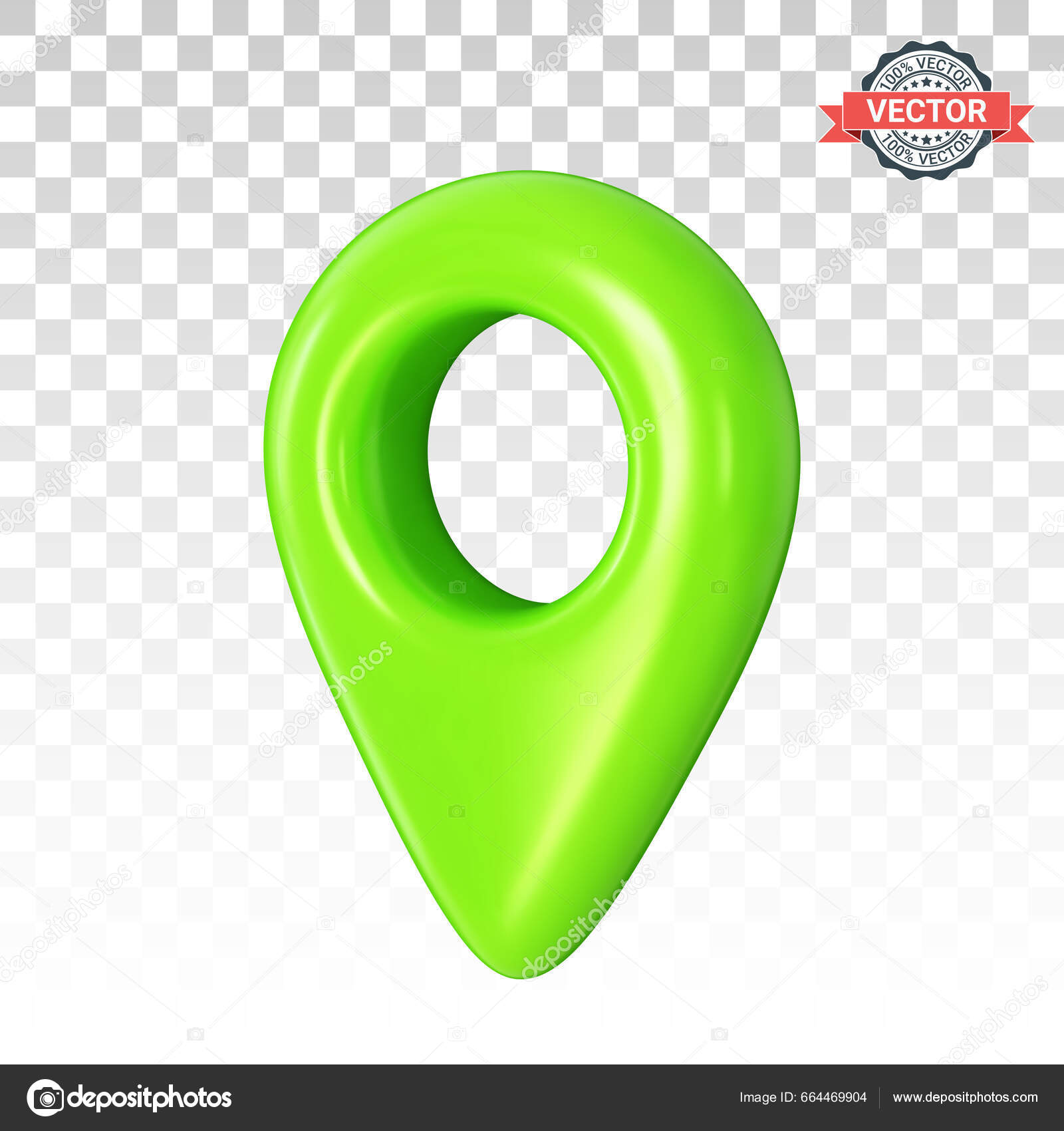 Green Gps Location Icon Map Pointer Three Quarter Front View Stock ...