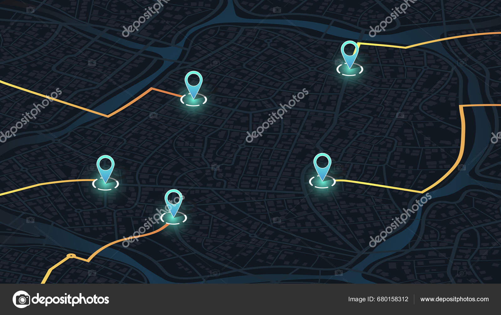 Main Road Throughout Map Isometric Navigation Mapping Technology ...