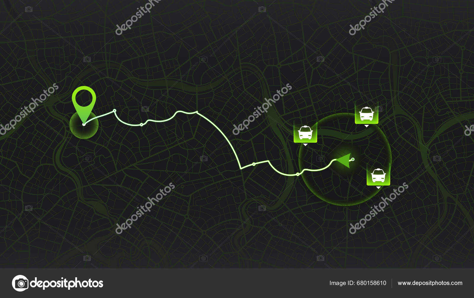 Pick Taxi Gps Map Navigation Own House Detailed View City Stock Vector ...