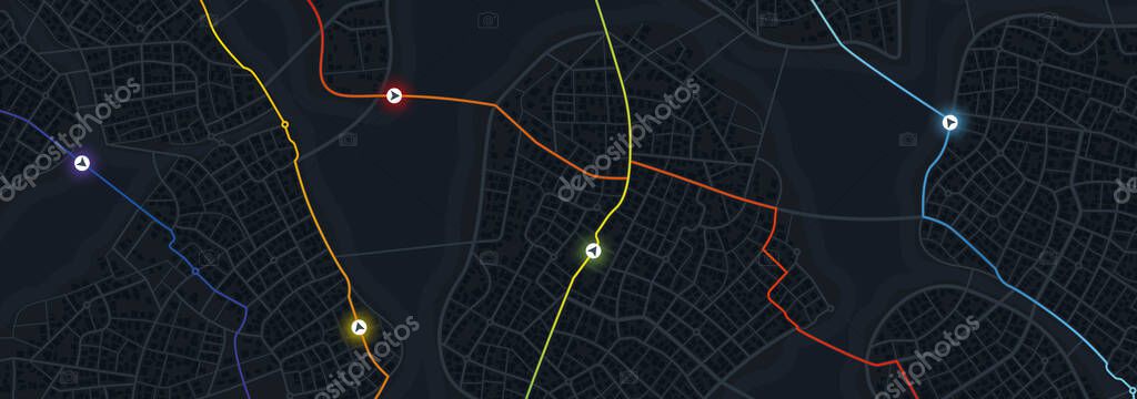 Una ruta destacada con múltiples alternativas en un mapa de la ciudad ...