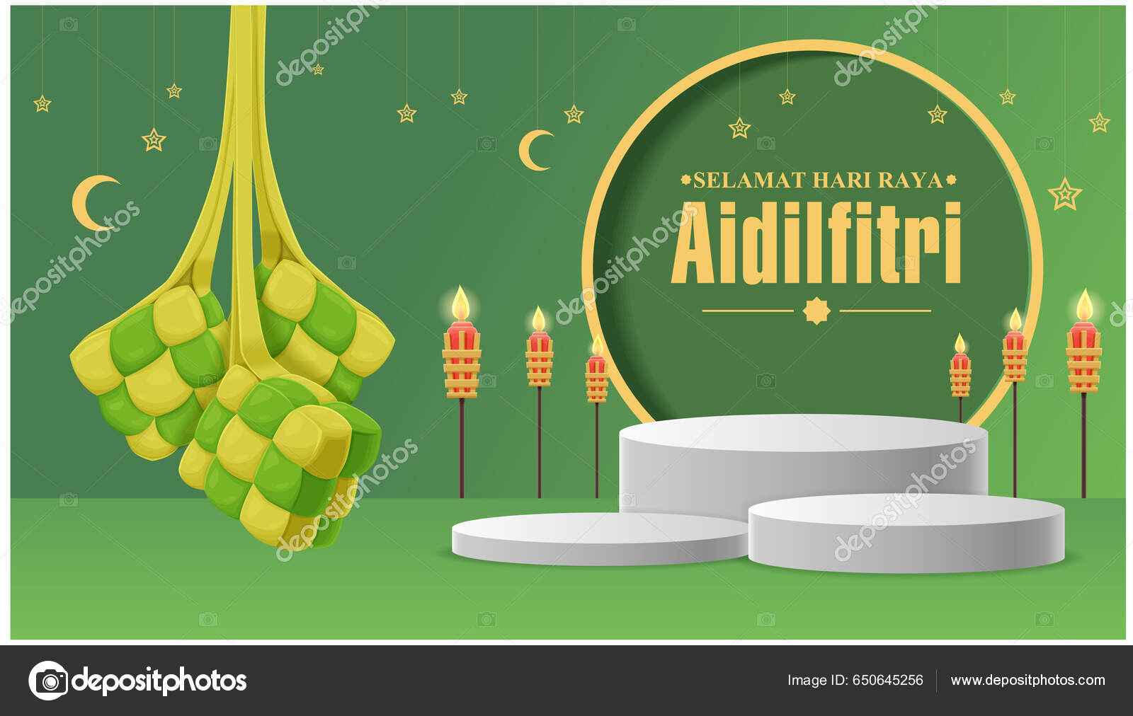 Islamic Festival Poster Background Design Ketupat Hari Raya Aidilfitri Ramadan Stock Vector by ...