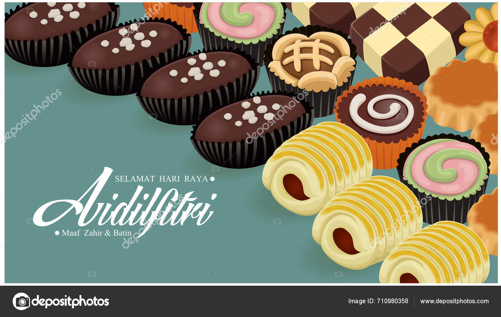 Diseño Fondo Hari Raya Aidilfitri Con Kuih Raya Malayo Significa Vector ...