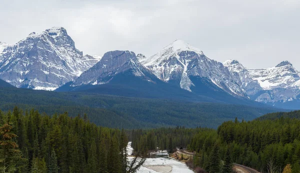 Panorama view Nicholas Morant's Curve on Canadian Pacific Railway with ...