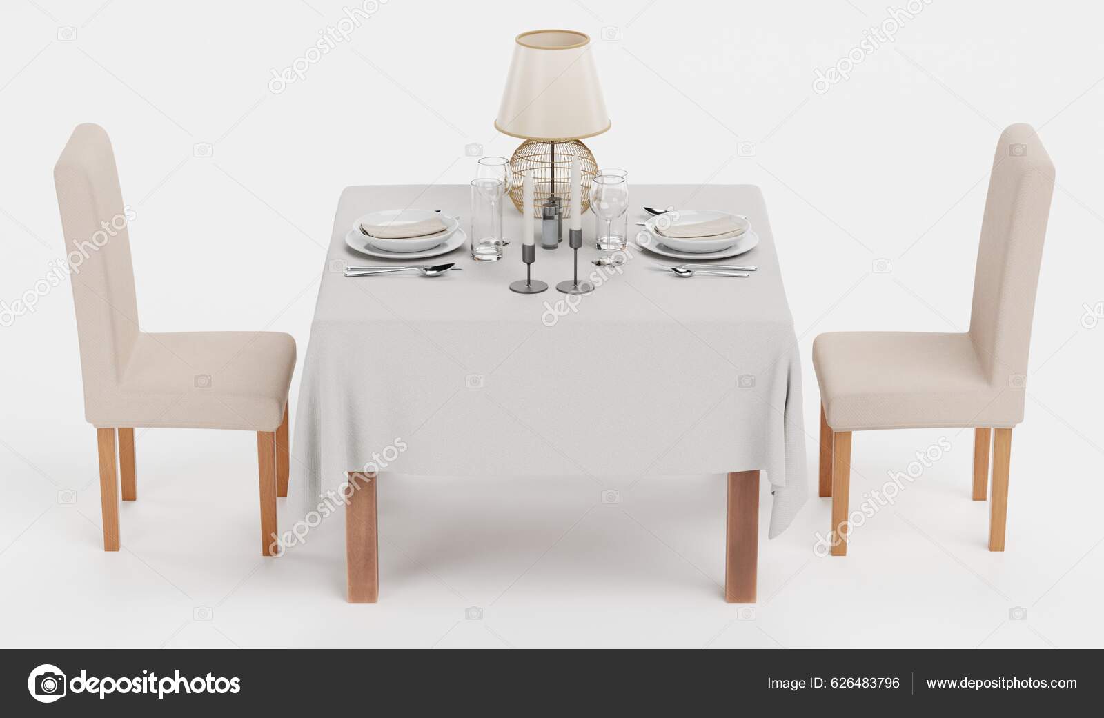 Realistic Render Restaurant Table — Stock Photo © 3drenderings #626483796