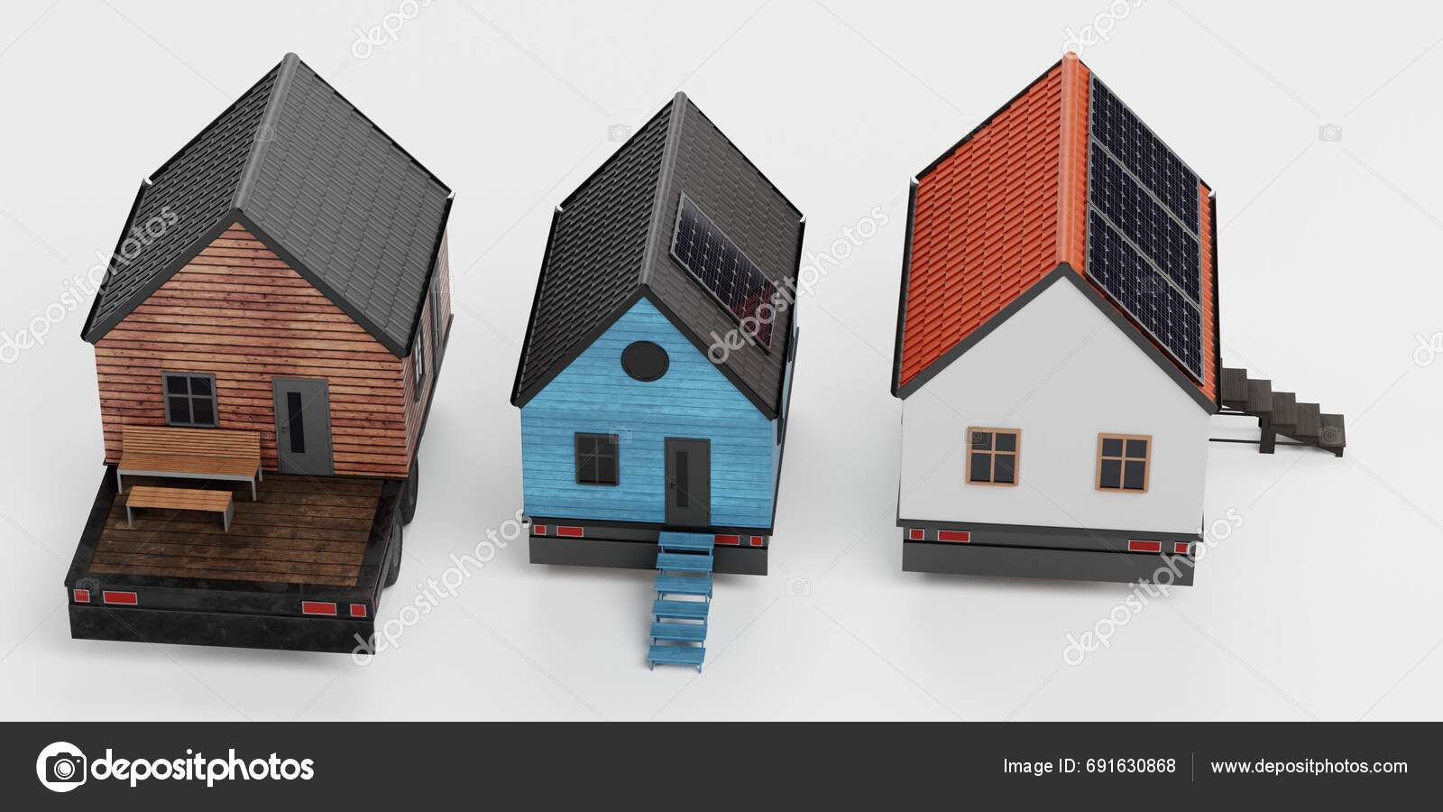 Realistic Render Tiny Houses — Stock Photo © 3drenderings #691630868