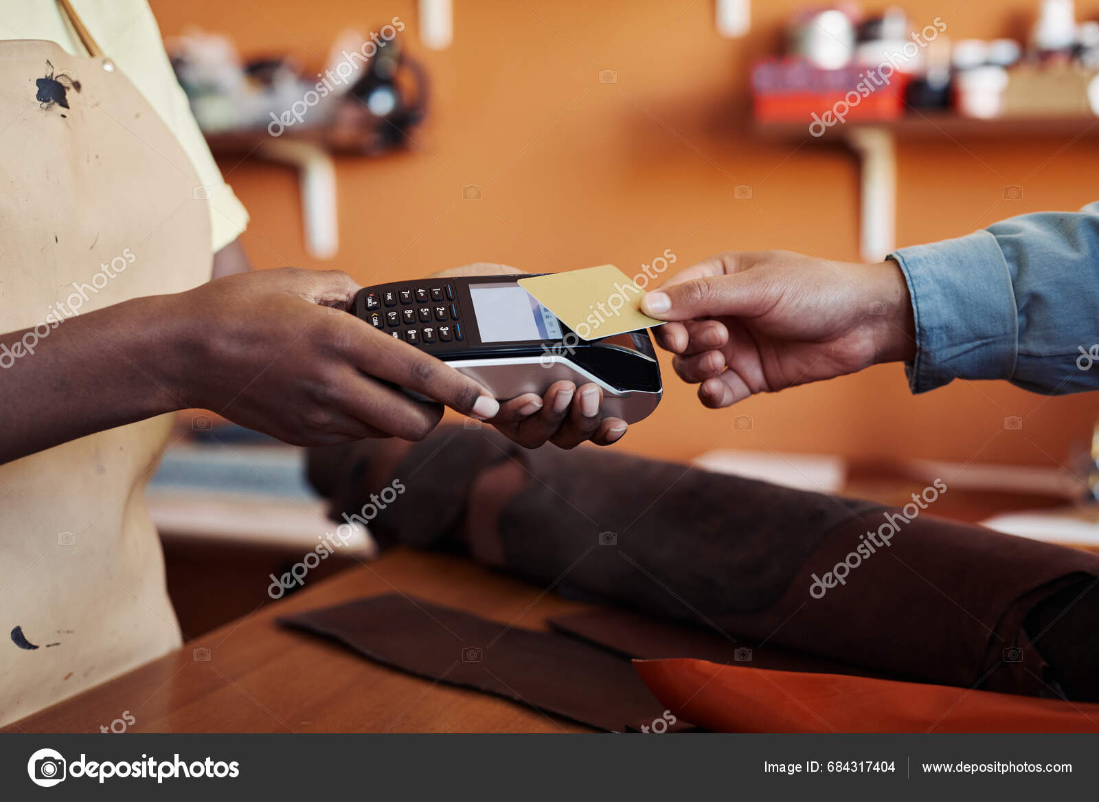 Side View Close Unrecognizable Young Woman Holding Banking Terminal ...