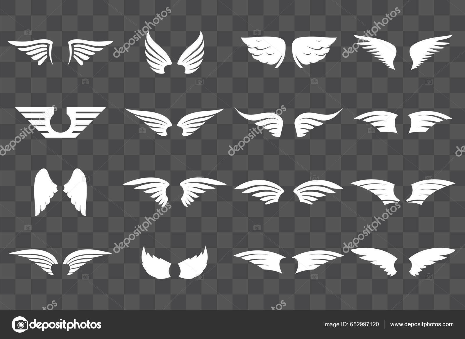 Image vectorielle Ensemble D'icônes D'ailes Insignes D'aile Blanche ...