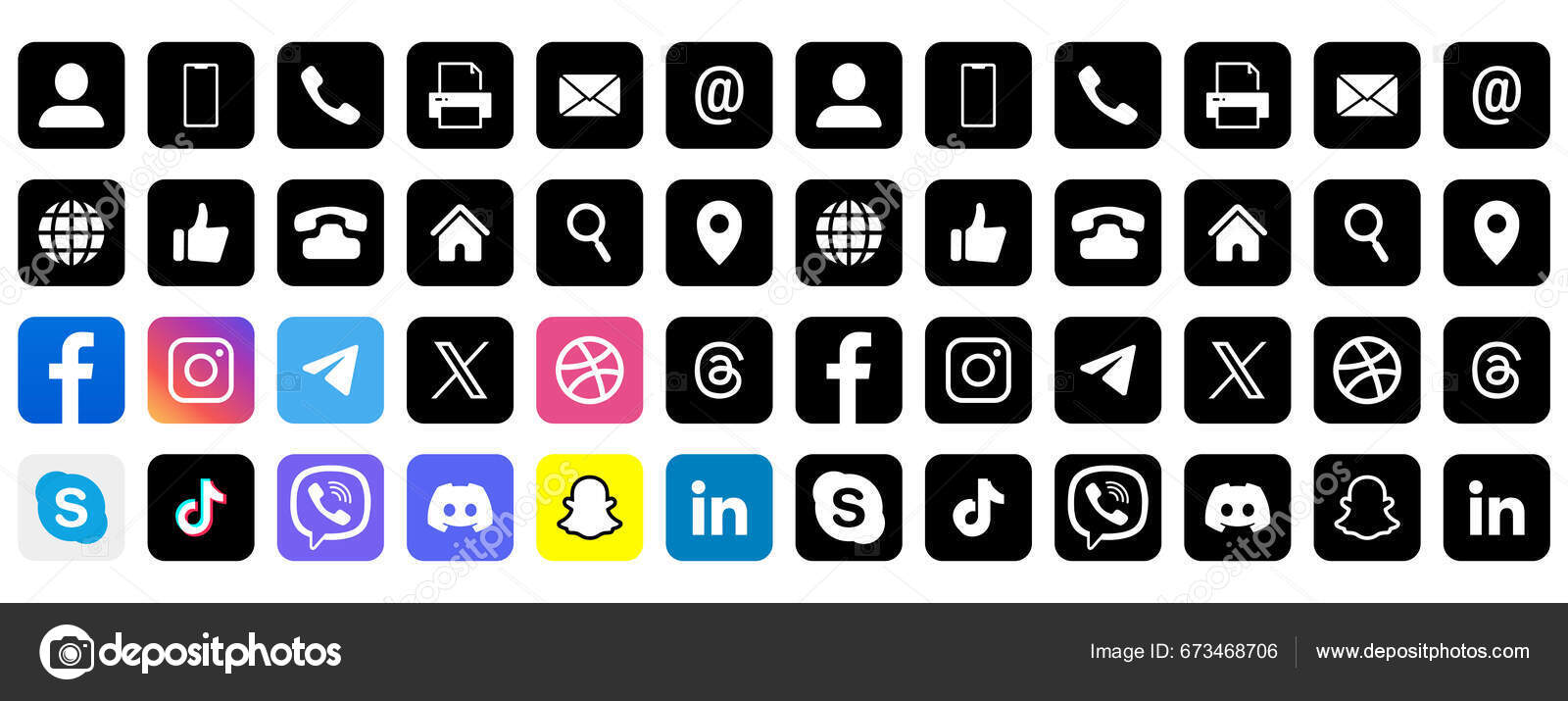 Set Social Media Digital Apps Icons Isolated White Background Stock ...