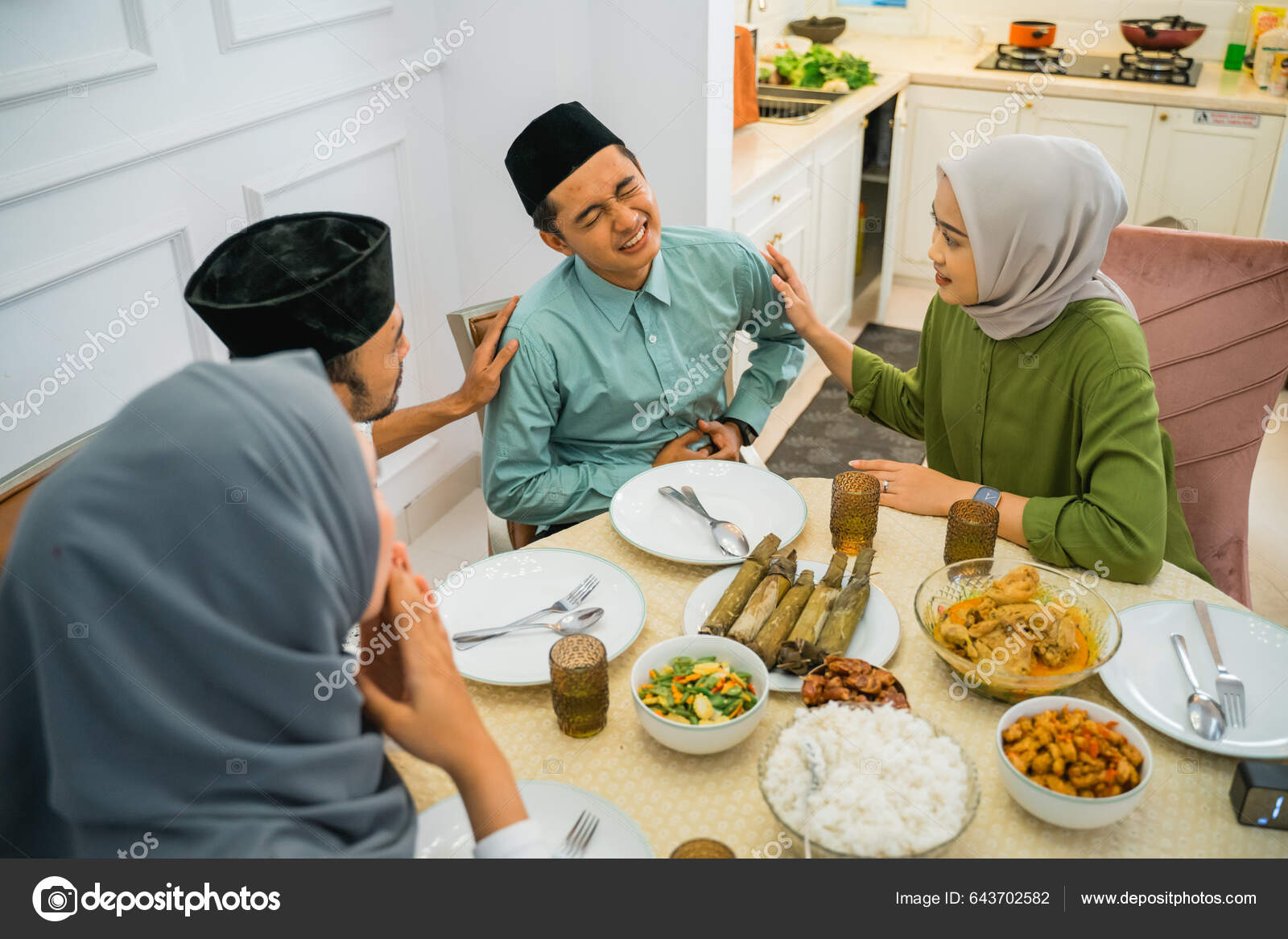 Asian Man Stomach Ache Fasting Breaking Fast Home — Stock Photo © odua ...