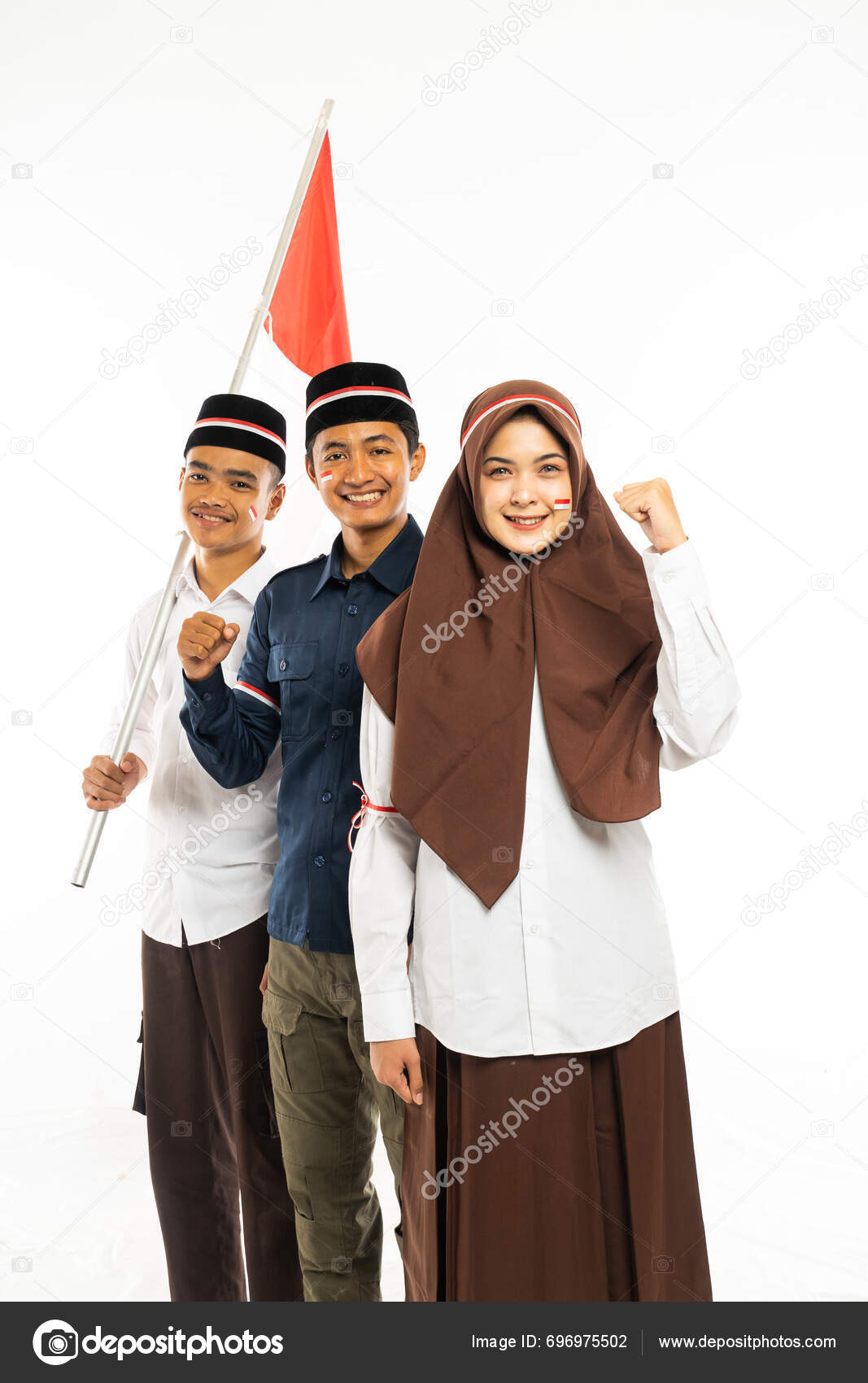 Beautiful Islamic Student Brown Veil Standing Clenched Her Arm Two ...