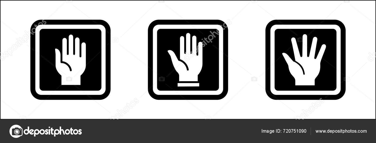 Conjunto Iconos Manos Señales Parada Mano Mano Palma Dentro Del Vector ...