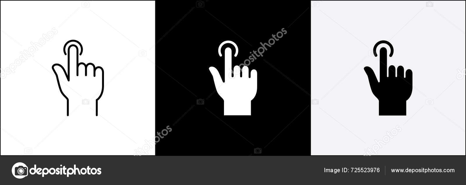 Finger Touch Screen Gesture Icon Set Single Click Tap Touch Stock ...