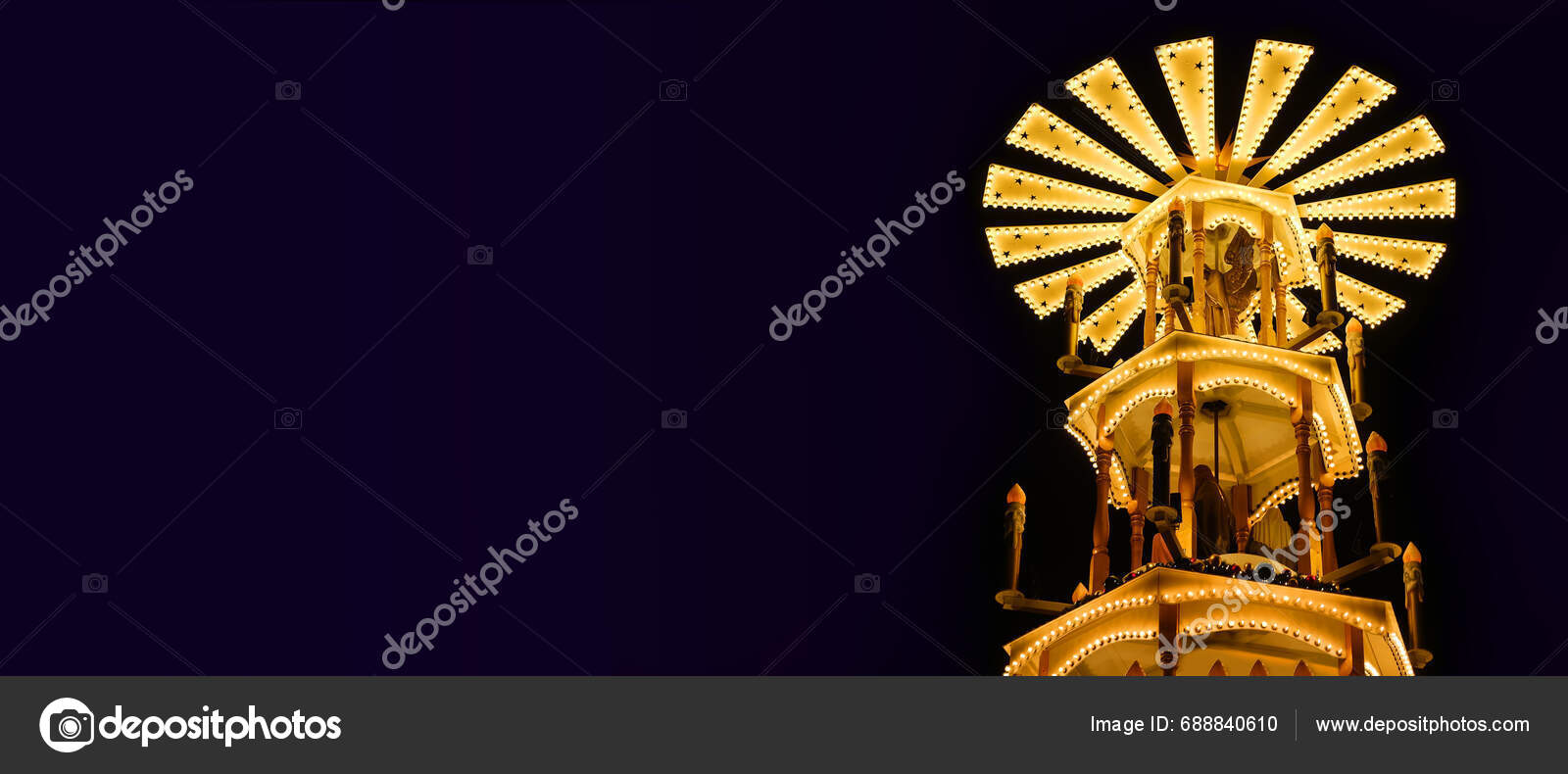 Christmas Wooden Pyramid Rotates Nativity Scene People Walking ...