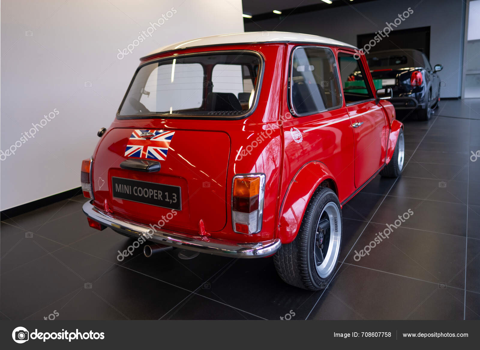 Vintage Red Classic Rover Mini Cooper Oldtimer Showroom Iconic Design ...