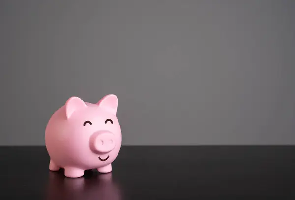 Happy pig piggy bank. Wealth and prosperity. Savings and deposit ...