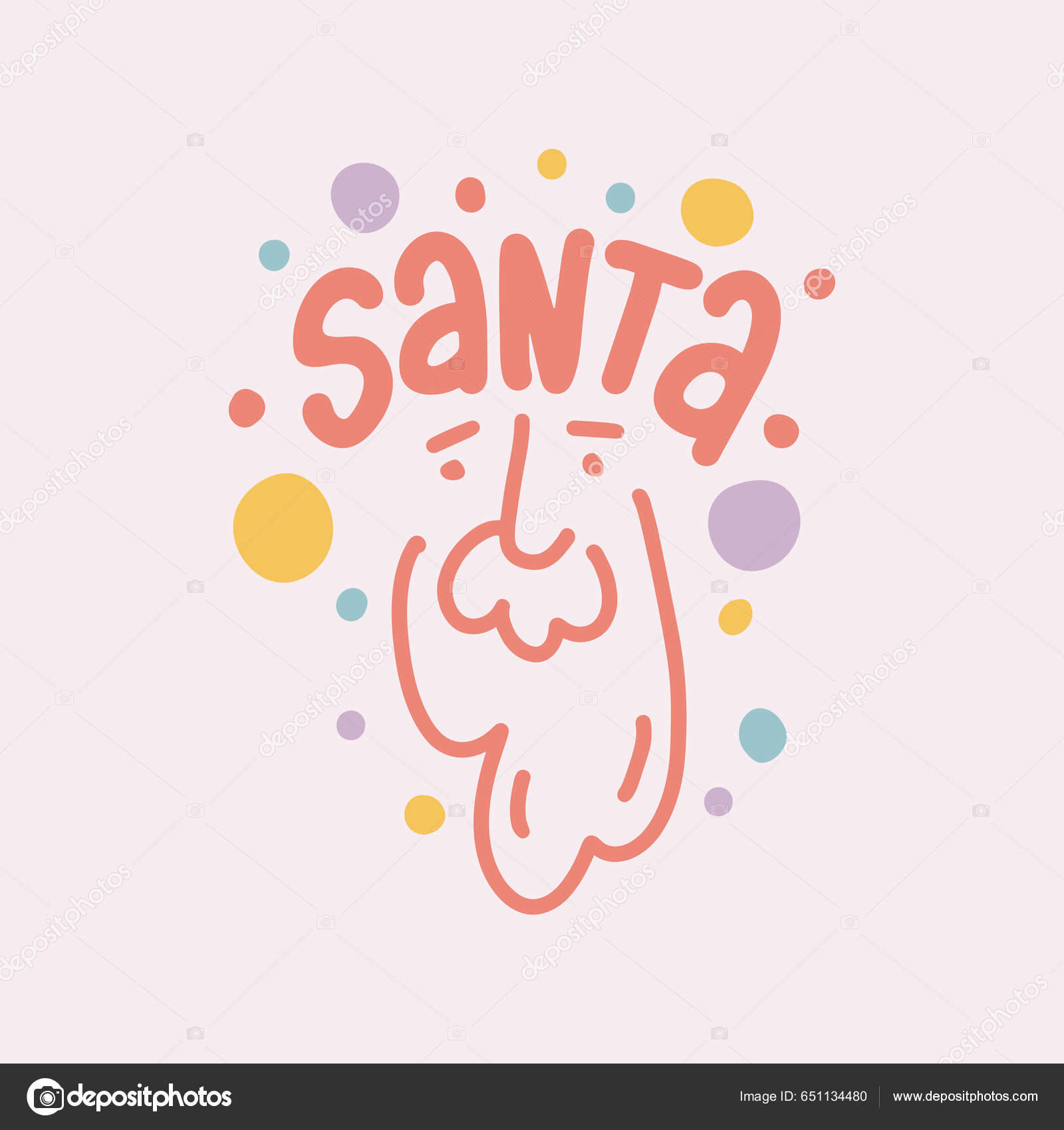 Santa Handwritten Vector Lettering Unique Hand Drawn Nursery Poster ...