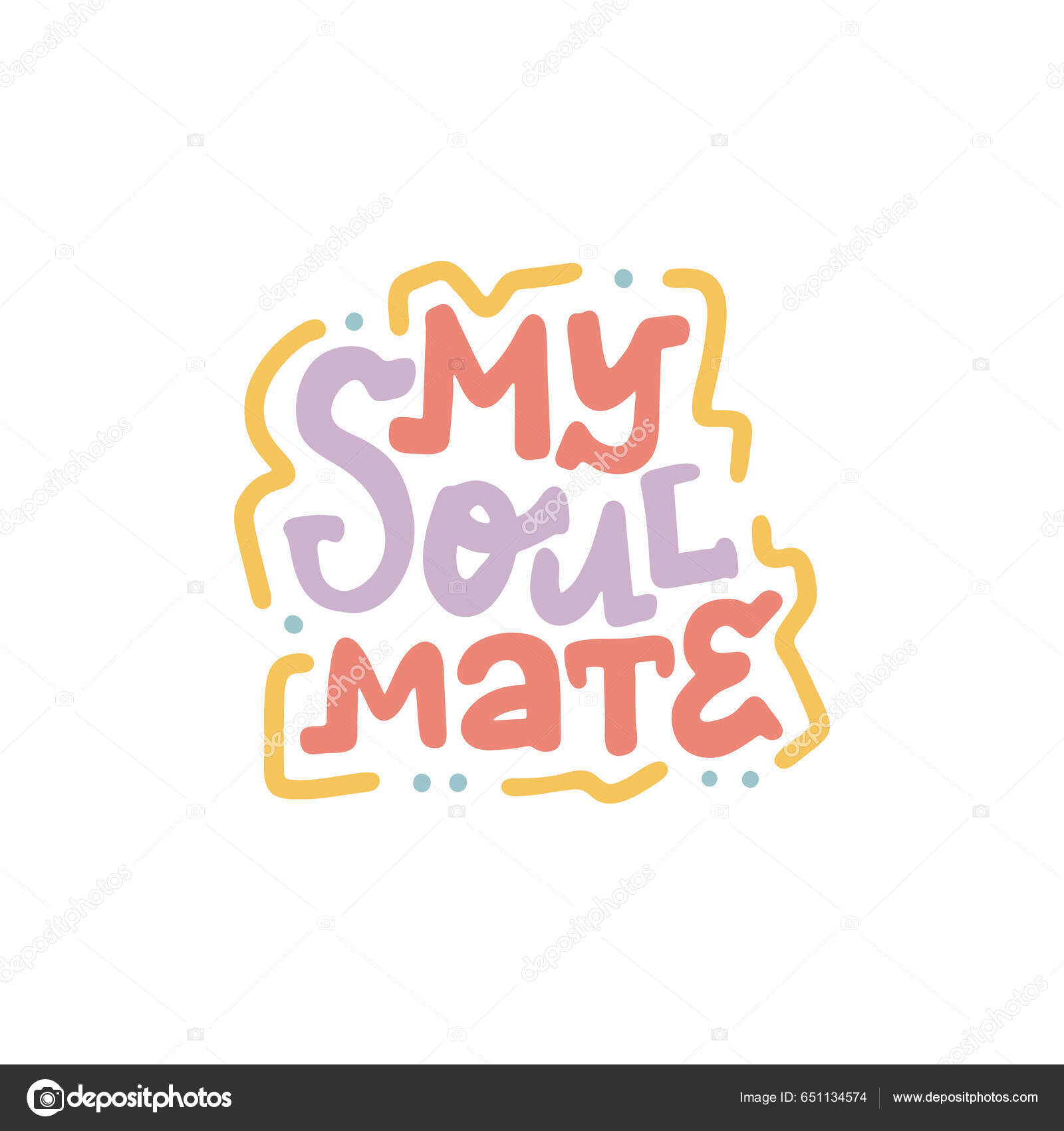 Soul Mate Handwritten Vector Lettering Unique Hand Drawn Nursery Poster ...