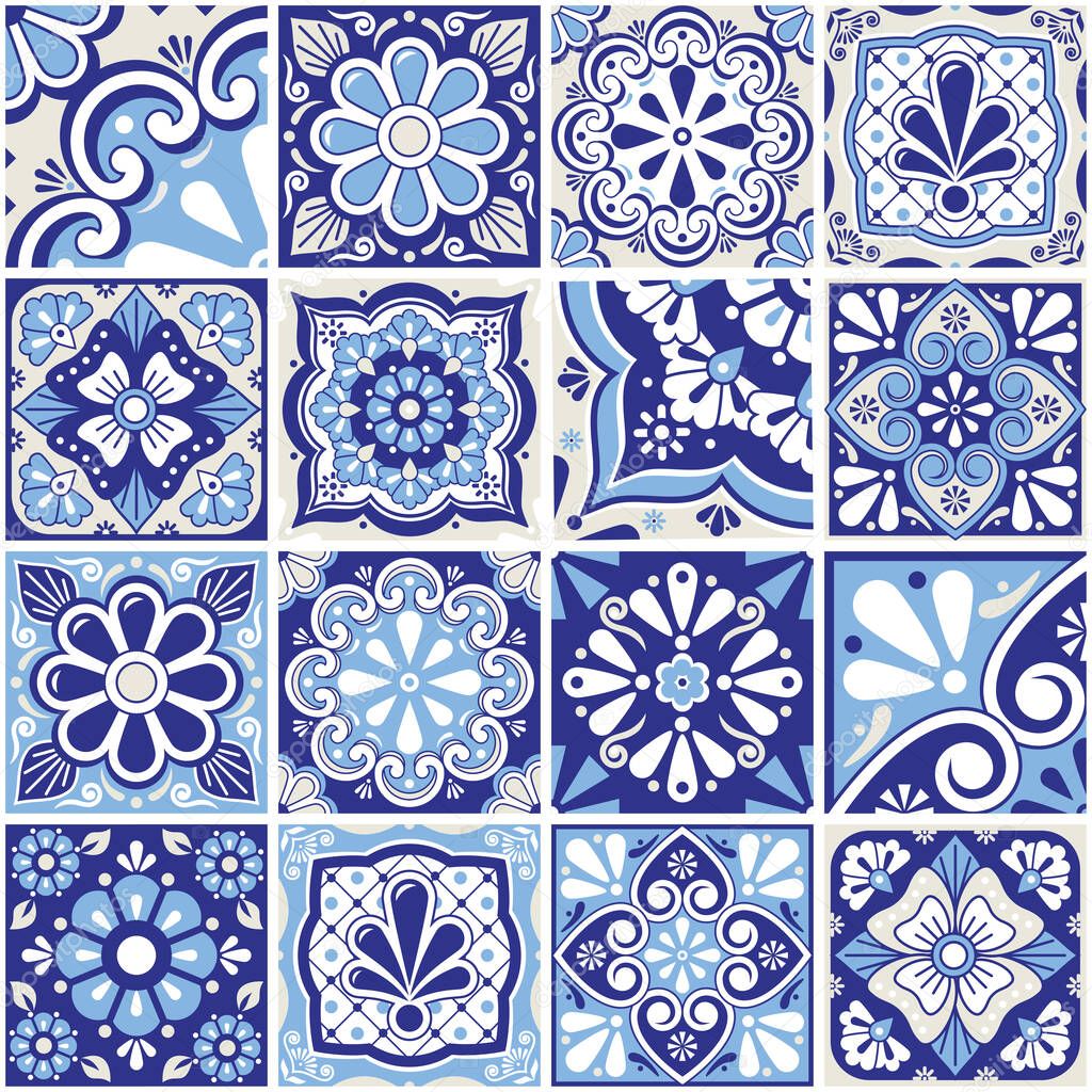 Azulejos de talavera mexicana gran colección, patrón vectorial ...