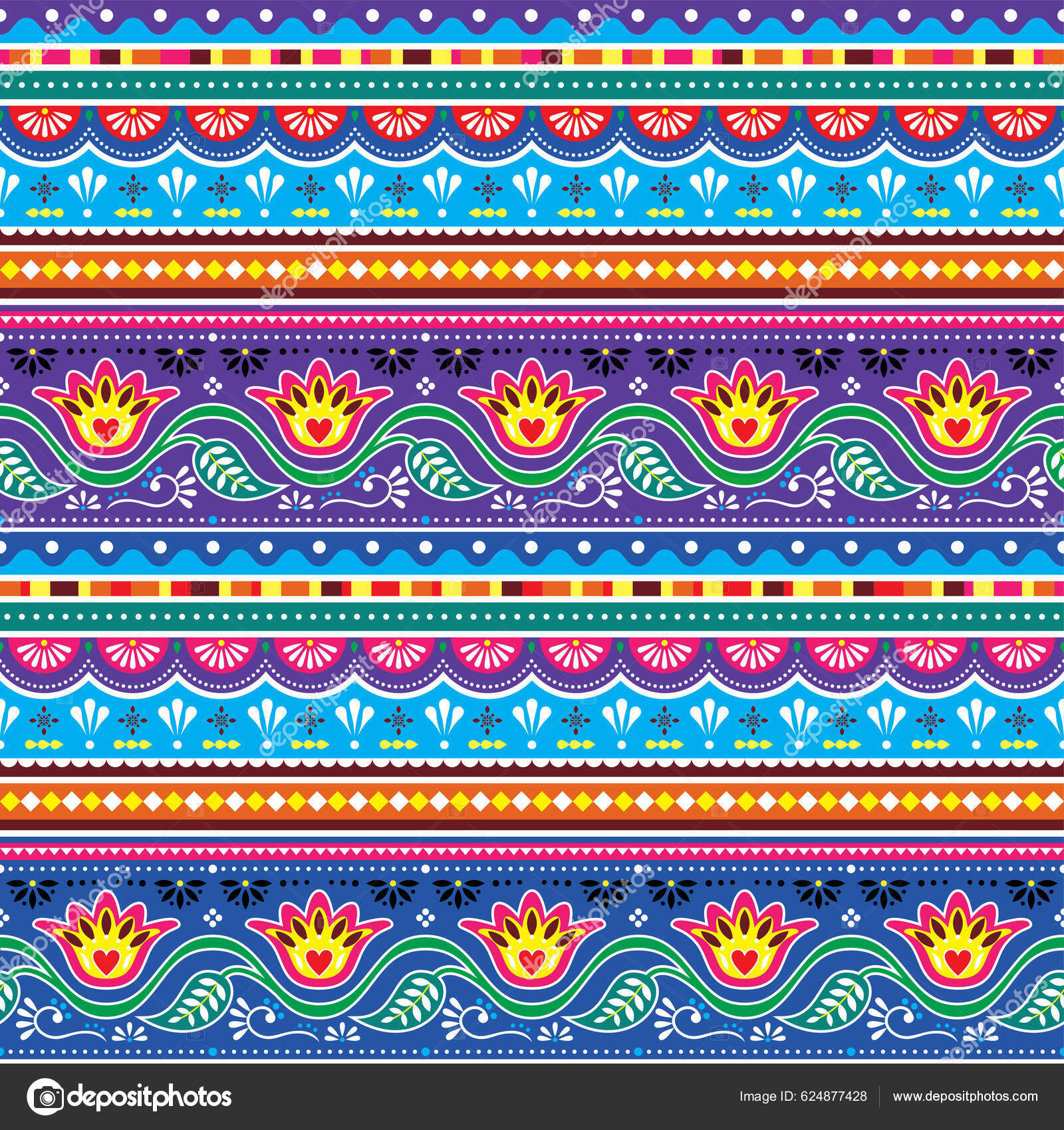 Pakistani Truck Art Vector Seamless Textile Wallpaper Pattern Indian ...