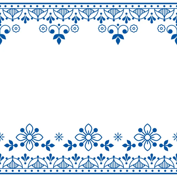 Scandinavian Folk Art Outline Vector Long Horizontal Oriented Seamless ...