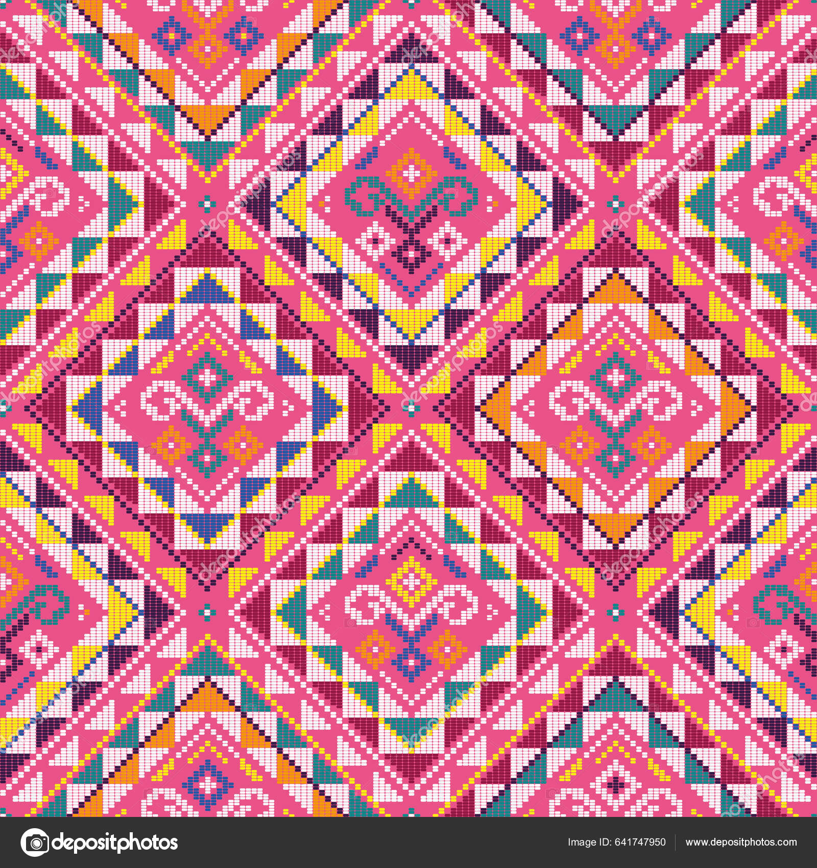 Filipino Folk Art Yakan Waving Cloth Inspired Vector Seamless Pattern ...