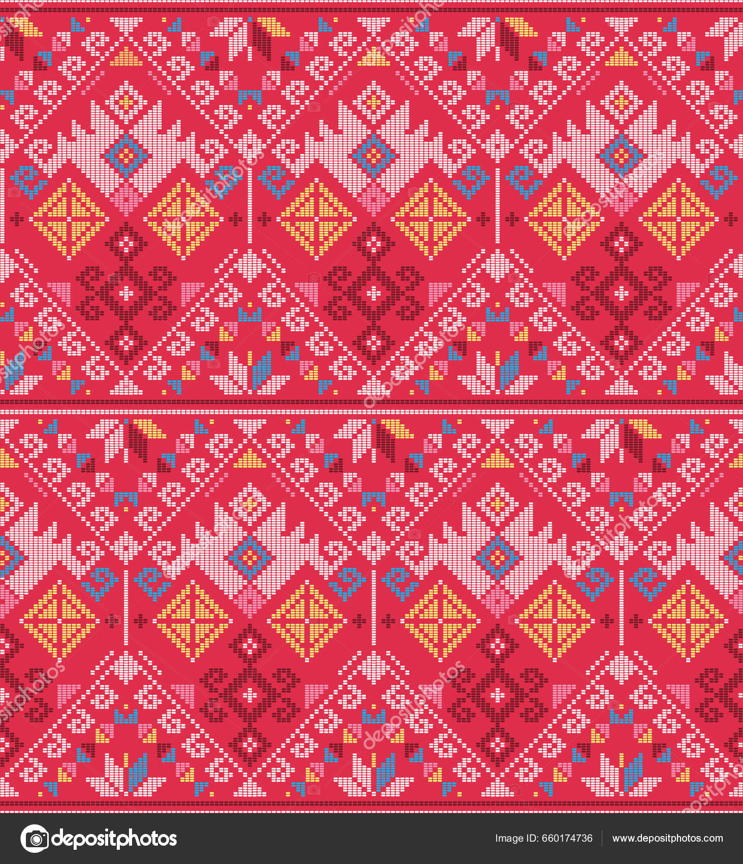 Filipino Traditional Art Yakan Cloth Inspired Vector Seamless Pattern ...