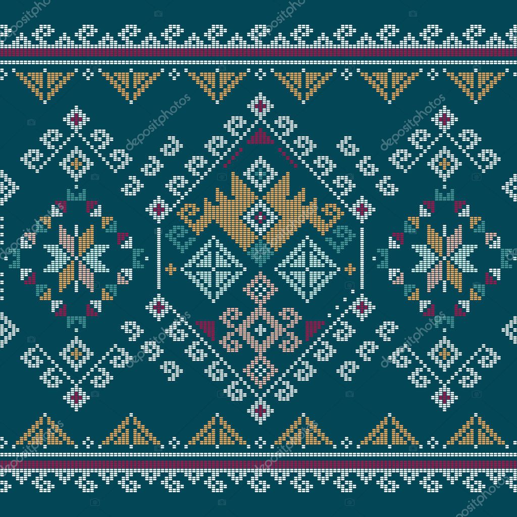 Arte Folclórico Filipino Yakan Tela Inspirada Vector Patrón Sin ...