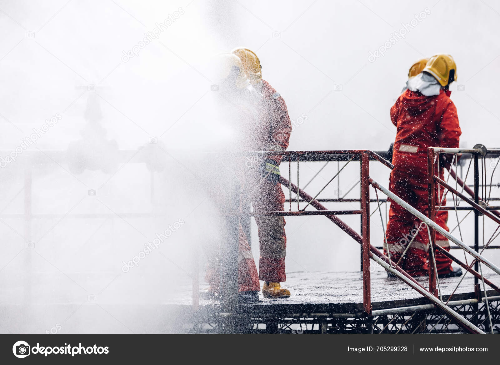 Firefighter Concept Several Firefighters Offensive Fire Attack Fireman ...