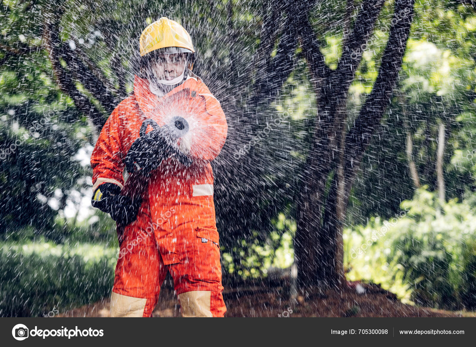 Firefighter Concept Several Firefighters Offensive Fire Attack Fireman ...