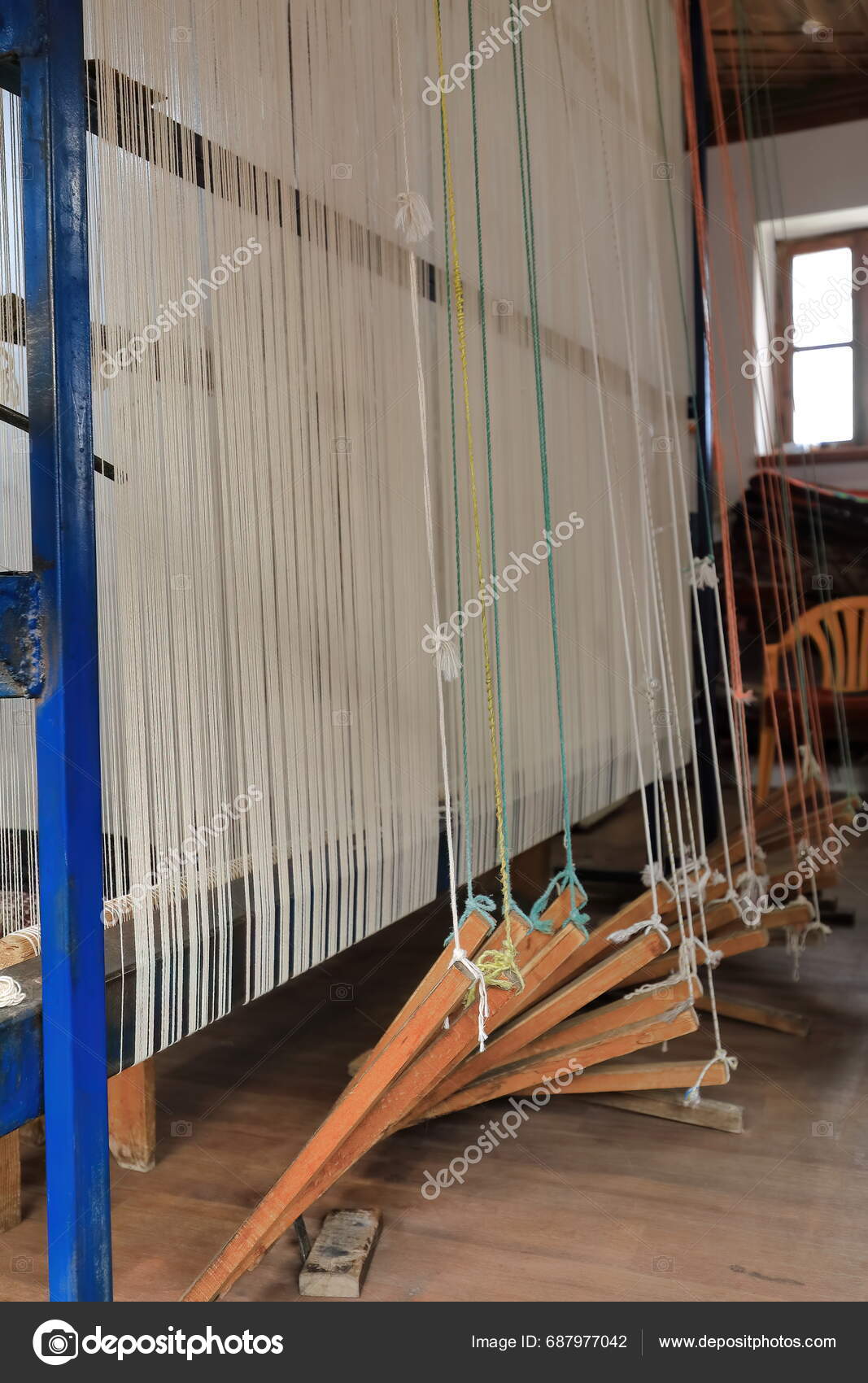Traditional Vertical Weaving Loom Ready Longitudinal Threads Warp ...