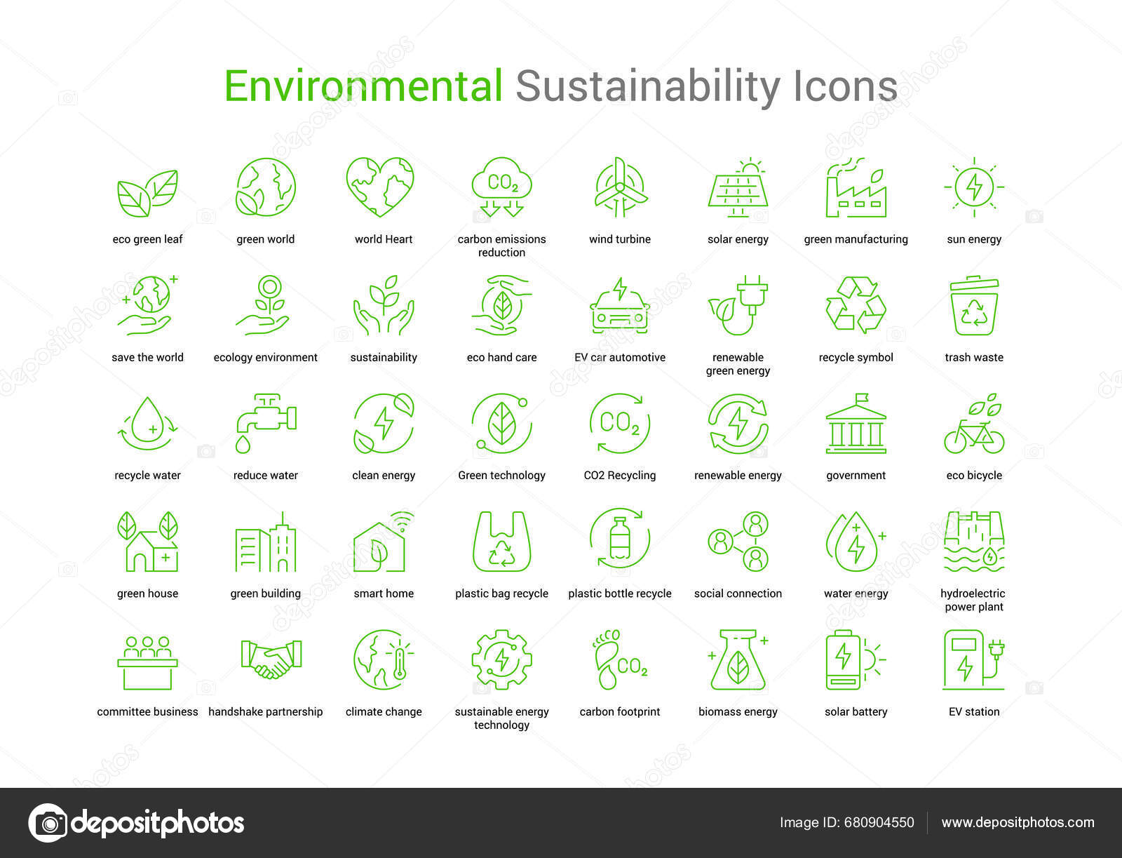 Color Verde Sostenibilidad Ambiental Iconos Vector de stock por ©innni ...