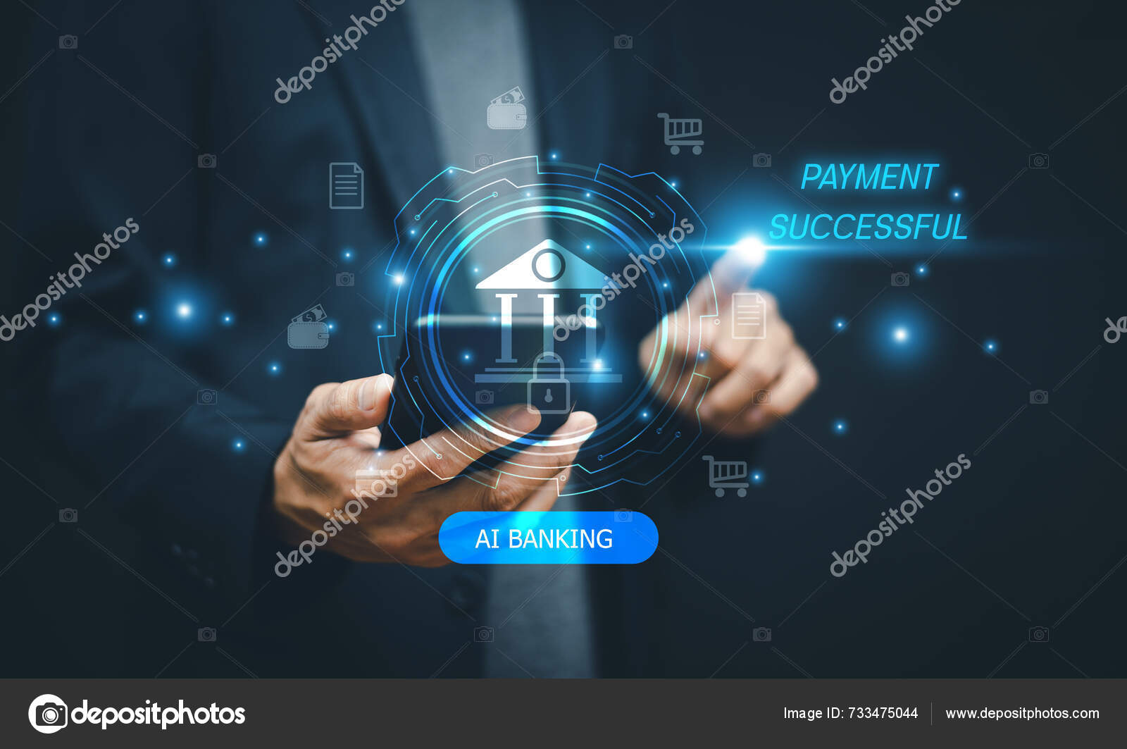 Businessman Using Banking Technology Assistant Support Mobile Payment ...