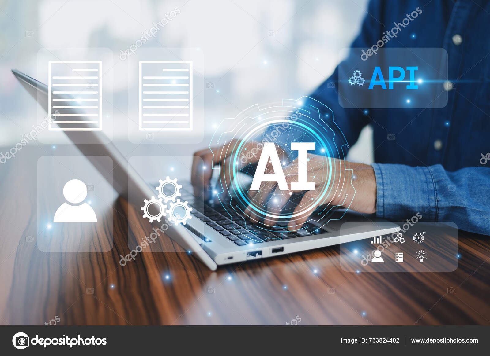 Businessman Uses Computer Integrate Application Programming Interfaces ... Businessman Uses Computer Integrate Application Programming Interfaces ...