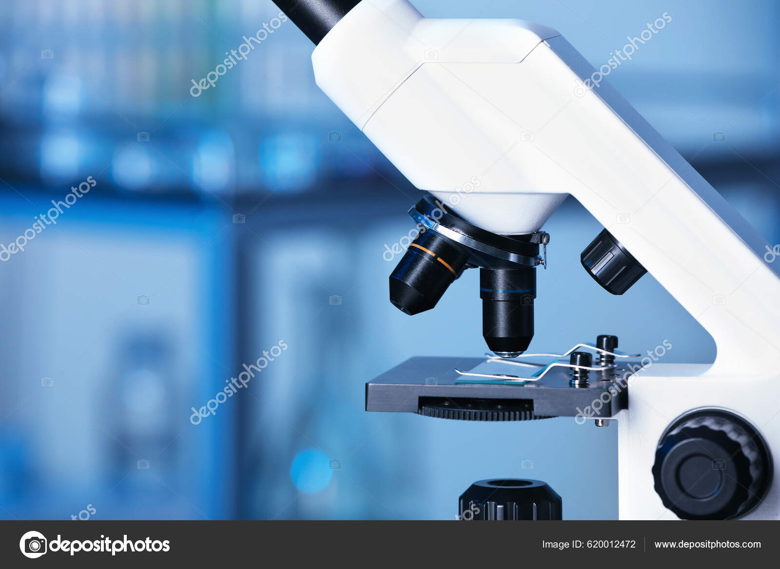 Modern Medical Microscope Laboratory Closeup Space Text Stock Photo by ...