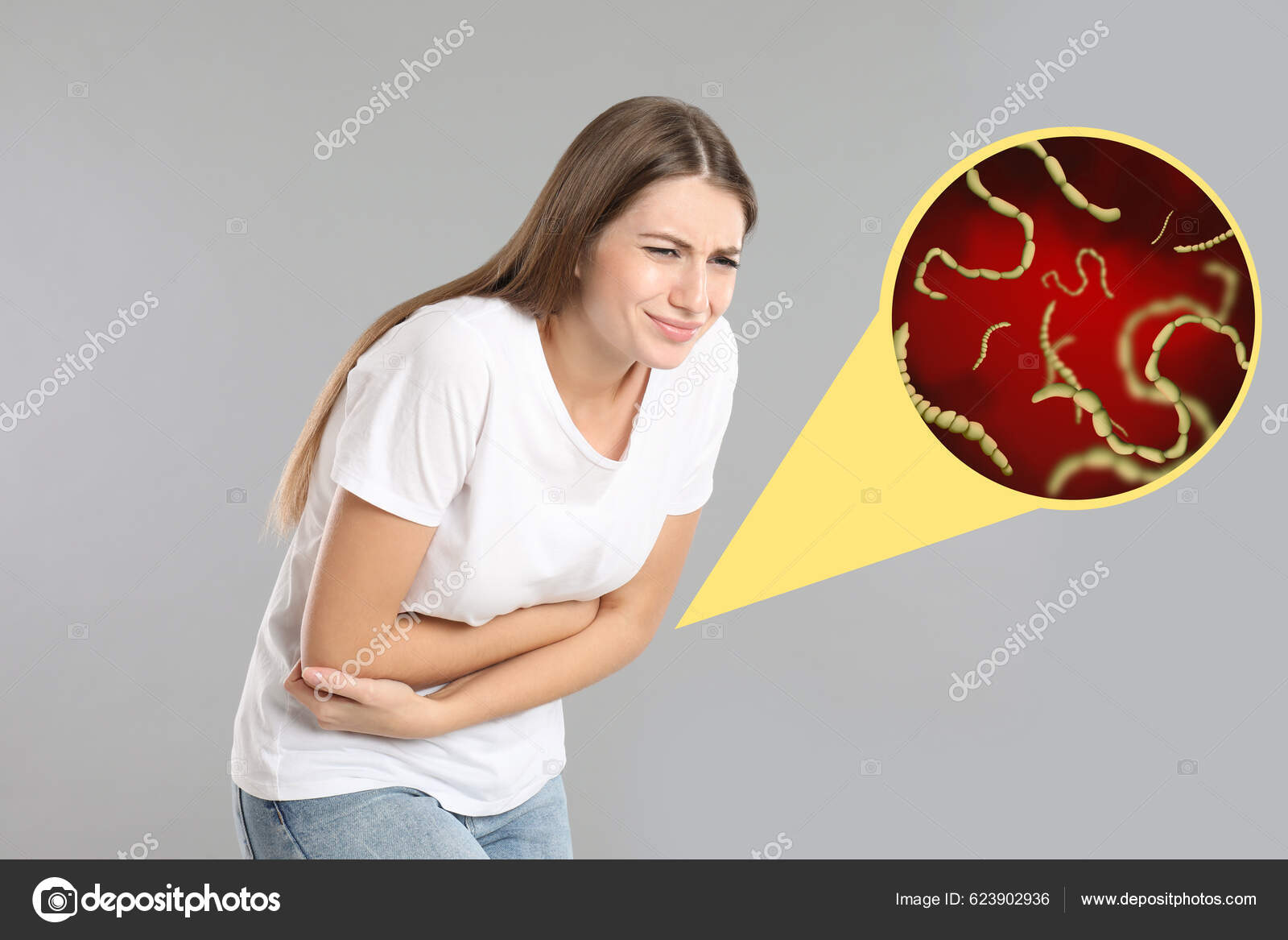 Parasites Microscope Woman Suffering Helminthiasis — Stock Photo ...
