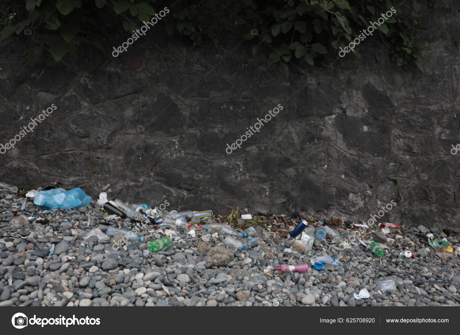 Garbage Scattered Pebbles Outdoors Recycling Problem — Stock Photo ...
