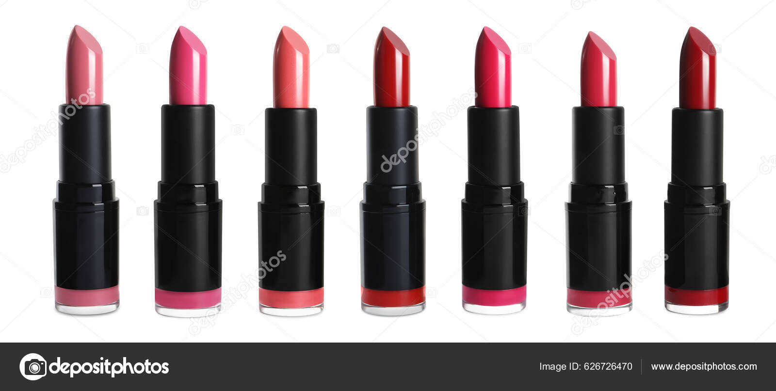 Set Different Beautiful Lipsticks White Background Banner Design Stock ...