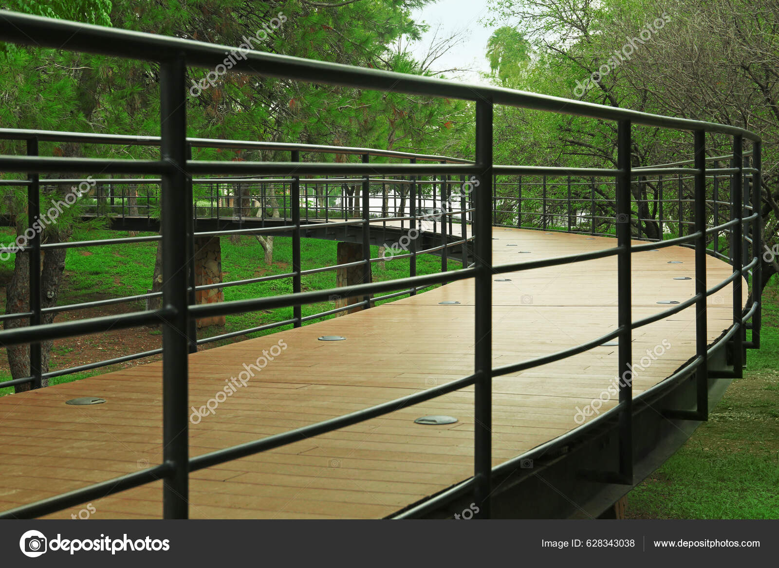 Beautiful Pathway Metal Handrails Park Trees Stock Photo by ©NewAfrica ...
