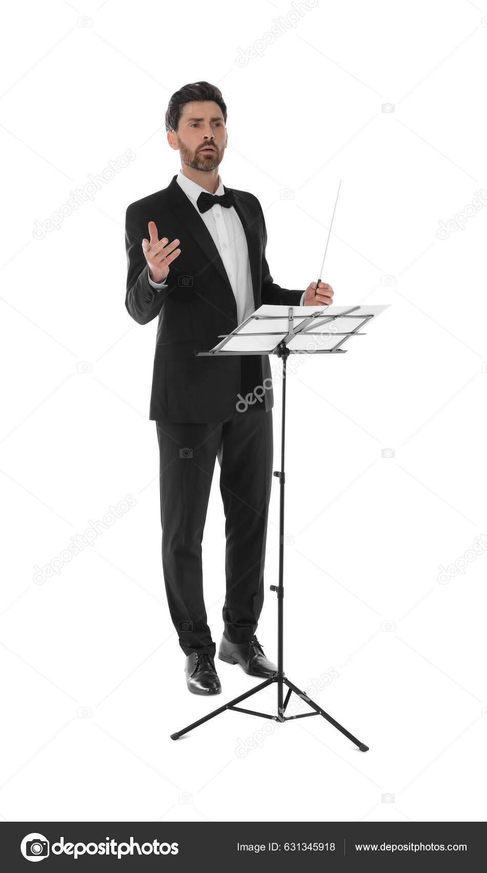 Professional Conductor Baton Note Stand White Background — Stock Photo ...