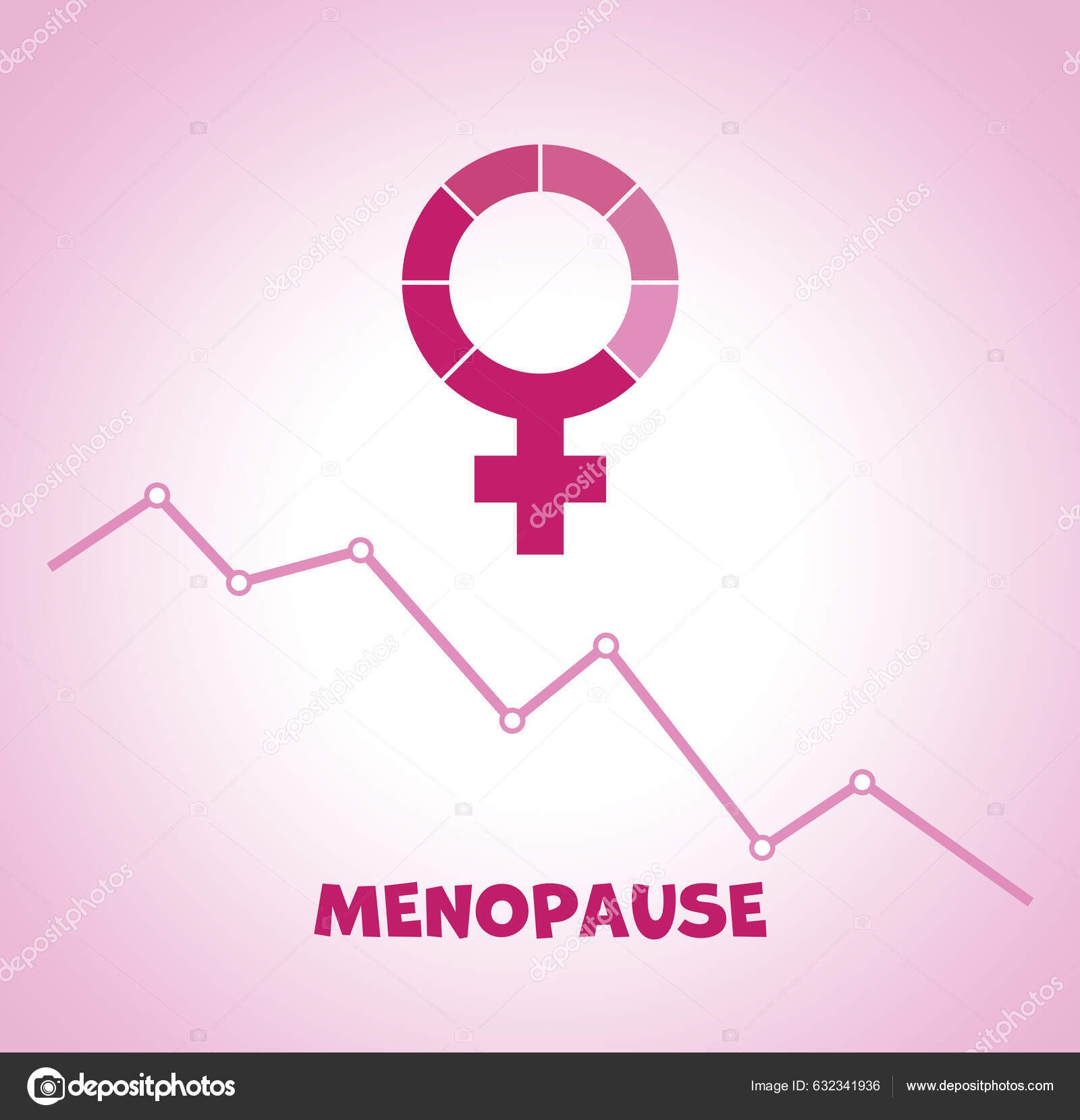 Menstrual Cycle Word Menopause Female Gender Symbol Descending Line ...