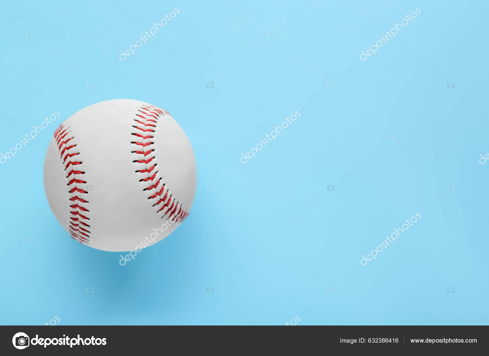 Baseball Ball Light Blue Background Top View Space Text Sports Stock ...