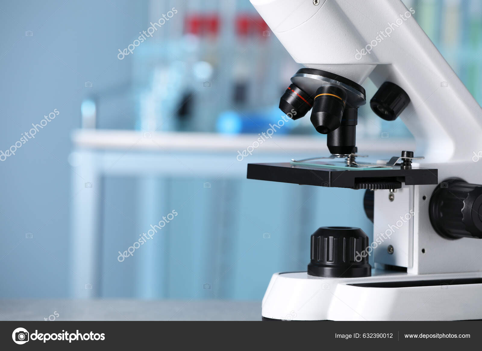 Modern Medical Microscope Laboratory Closeup Space Text Stock Photo by ...